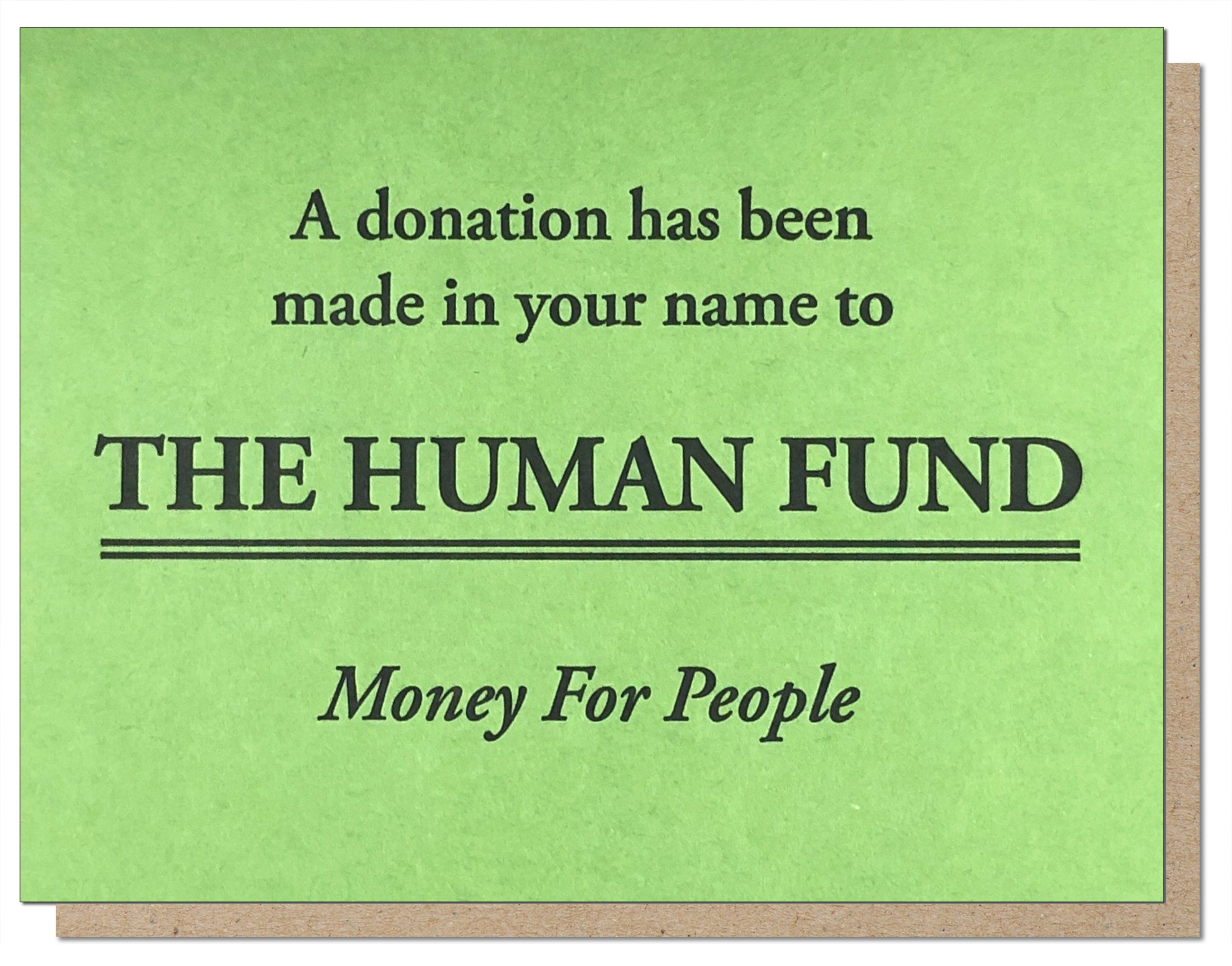 The Human Fund Greeting Card – Guttersnipe Press